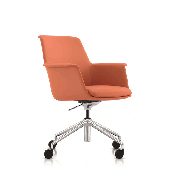 Cognac Mid Back Office Leather Conference Meeting Task Chair – Gavisco ...