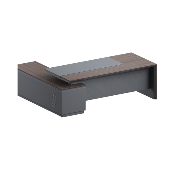 Sonata-B Walnut Wooden Executive Desk with Side Return Cabinet ...