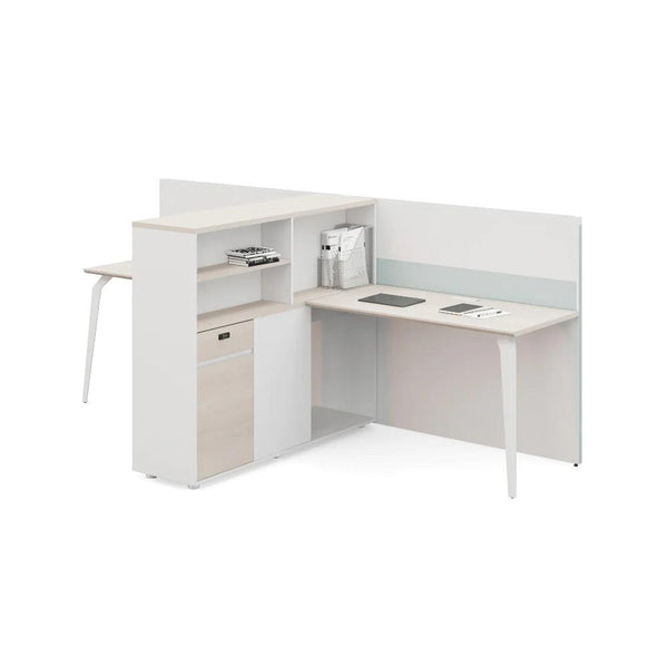 Wise-E Office Desk Workbench with Partition and Tall Side Storage Cabi ...